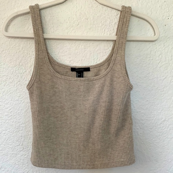 Tops | Tan Colored Ribbed Crop Tank Forever 21 | Poshmark